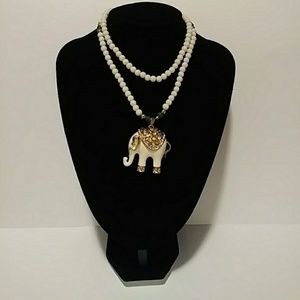 unbranded | Jewelry | Two Womens Elephant Pearl Inspired Necklaces ...